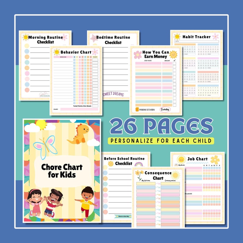 Editable Kids Chore Chart – Printable Reward, Allowance, Screen Time ...