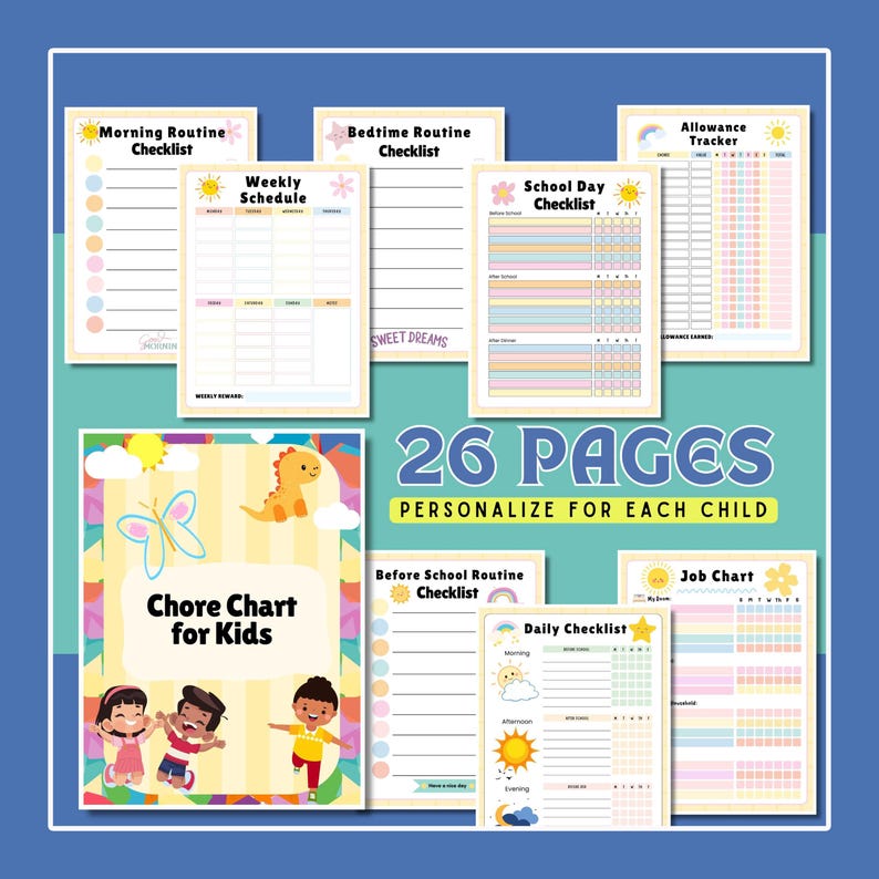 Editable Kids Chore Chart – Printable Reward, Allowance, Screen Time ...