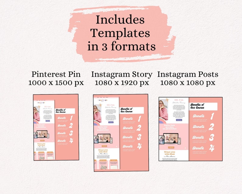 300 Pink Social Media Canva Templates: Instagram, Pinterest - Etsy