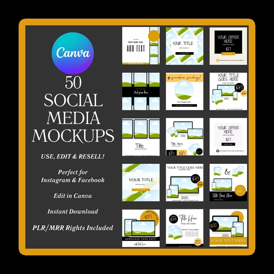 MRR Mockup Canva Template Bundle, 50 Digital Product Mock Ups With ...