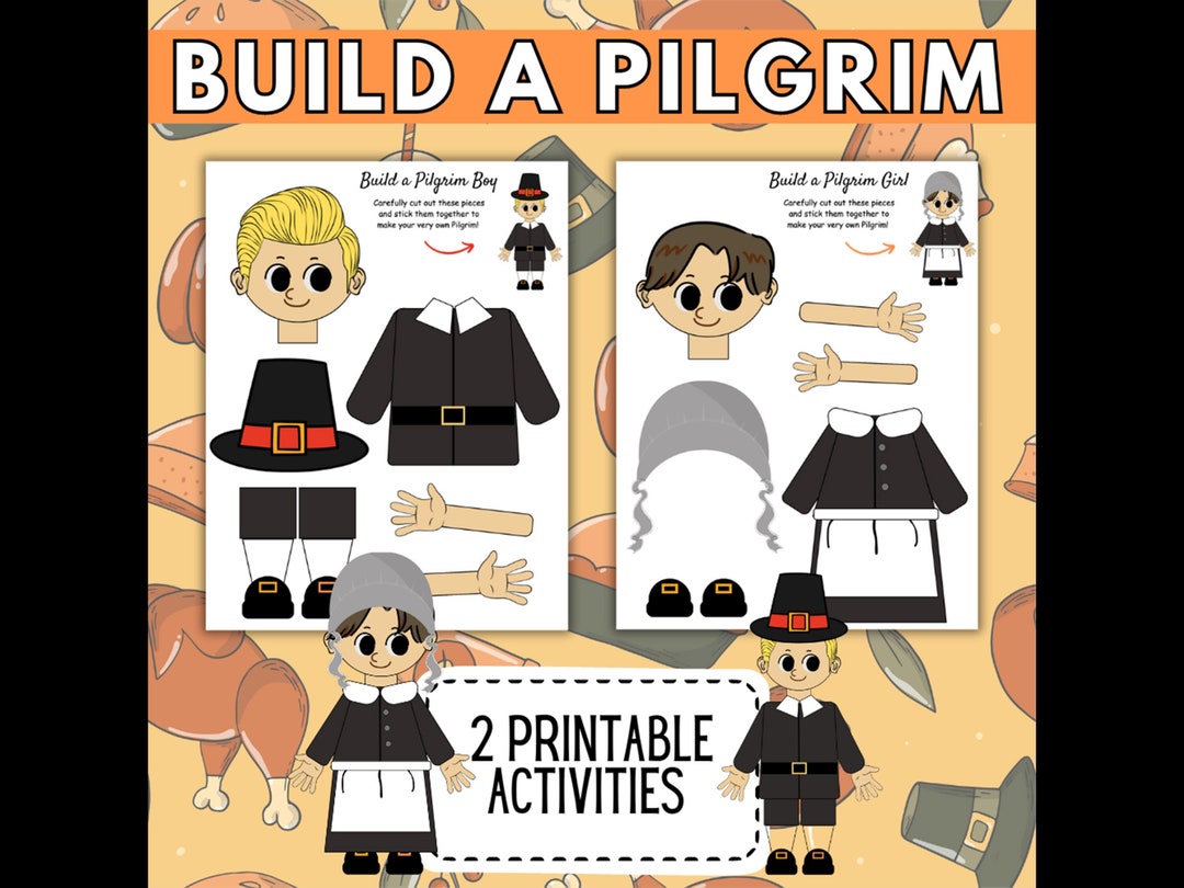 Thanksgiving Kids Crafts - Build a Pilgrim - Two Printable Activities ...