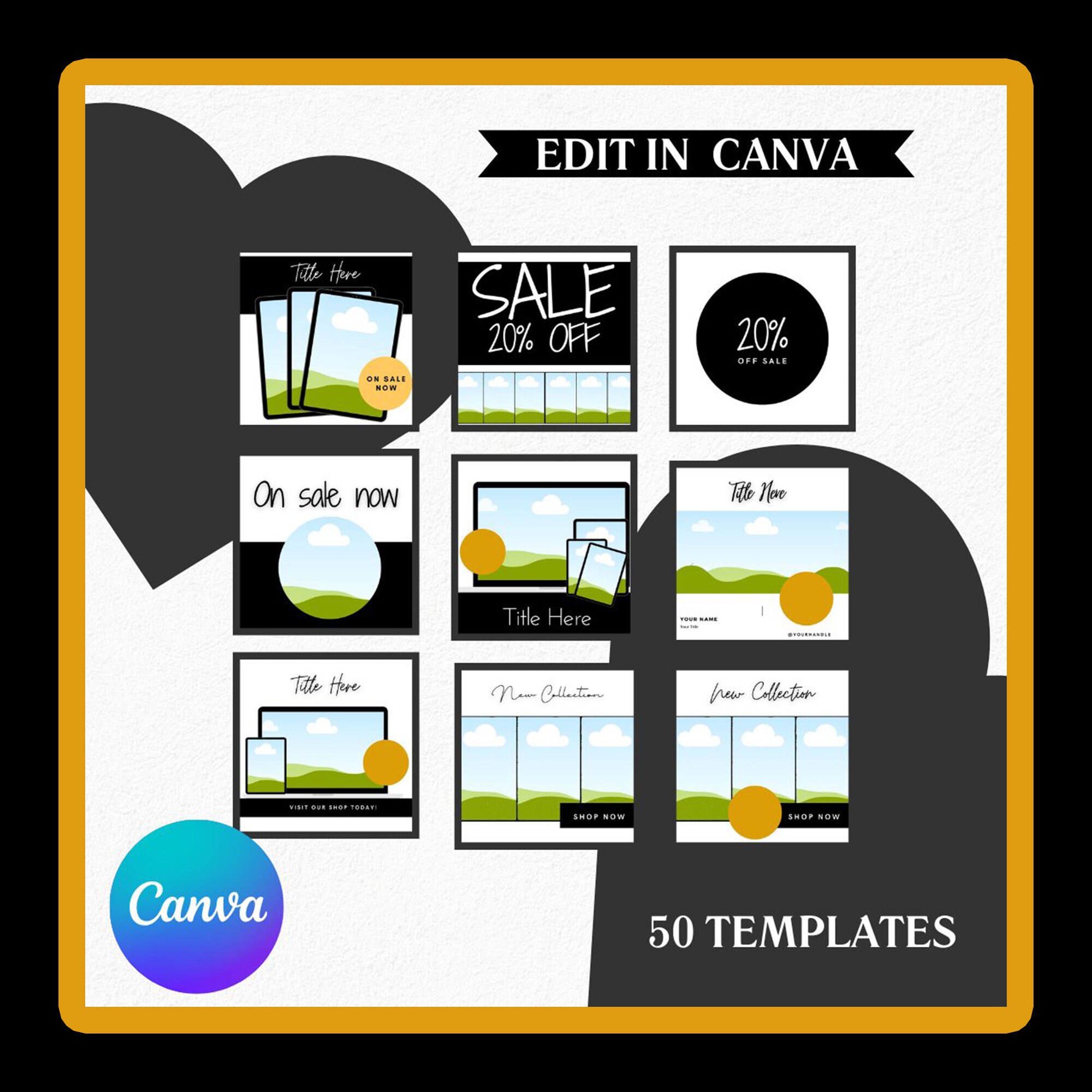 MRR Mockup Canva Template Bundle, 50 Digital Product Mock Ups With ...