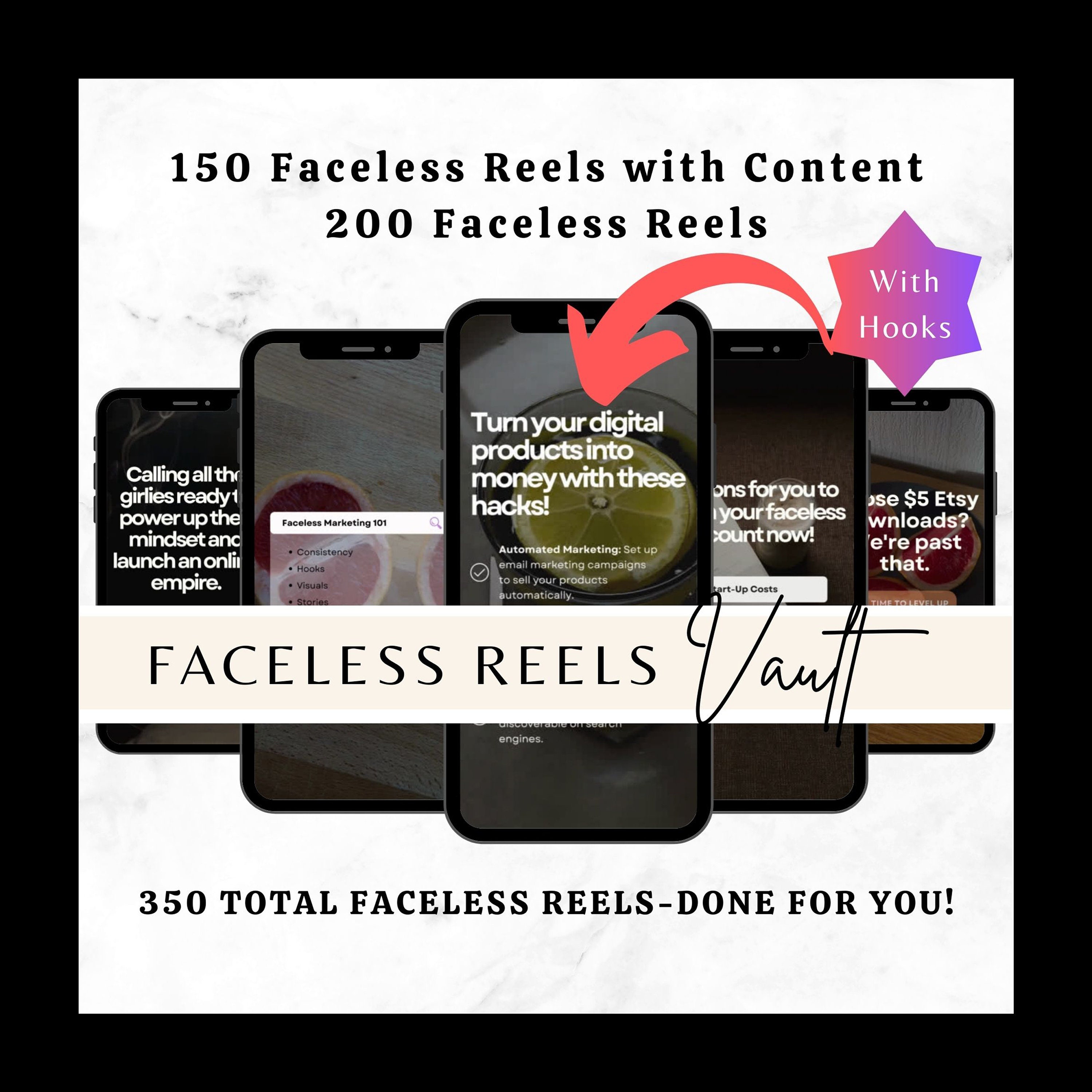 Faceless Reels Content Vault for Instagram & Tiktok, Canva Templates ...