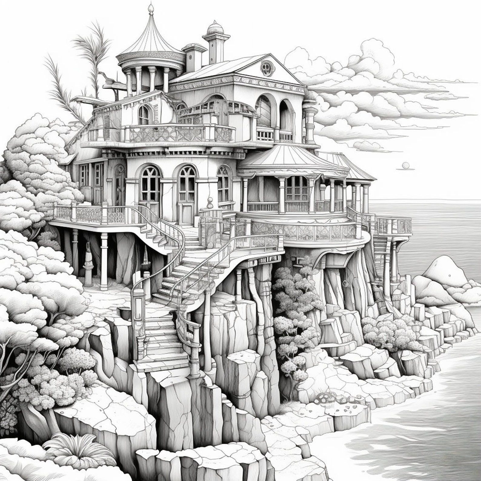My Beach House Fantasy- the Adult Coloring Book - Etsy