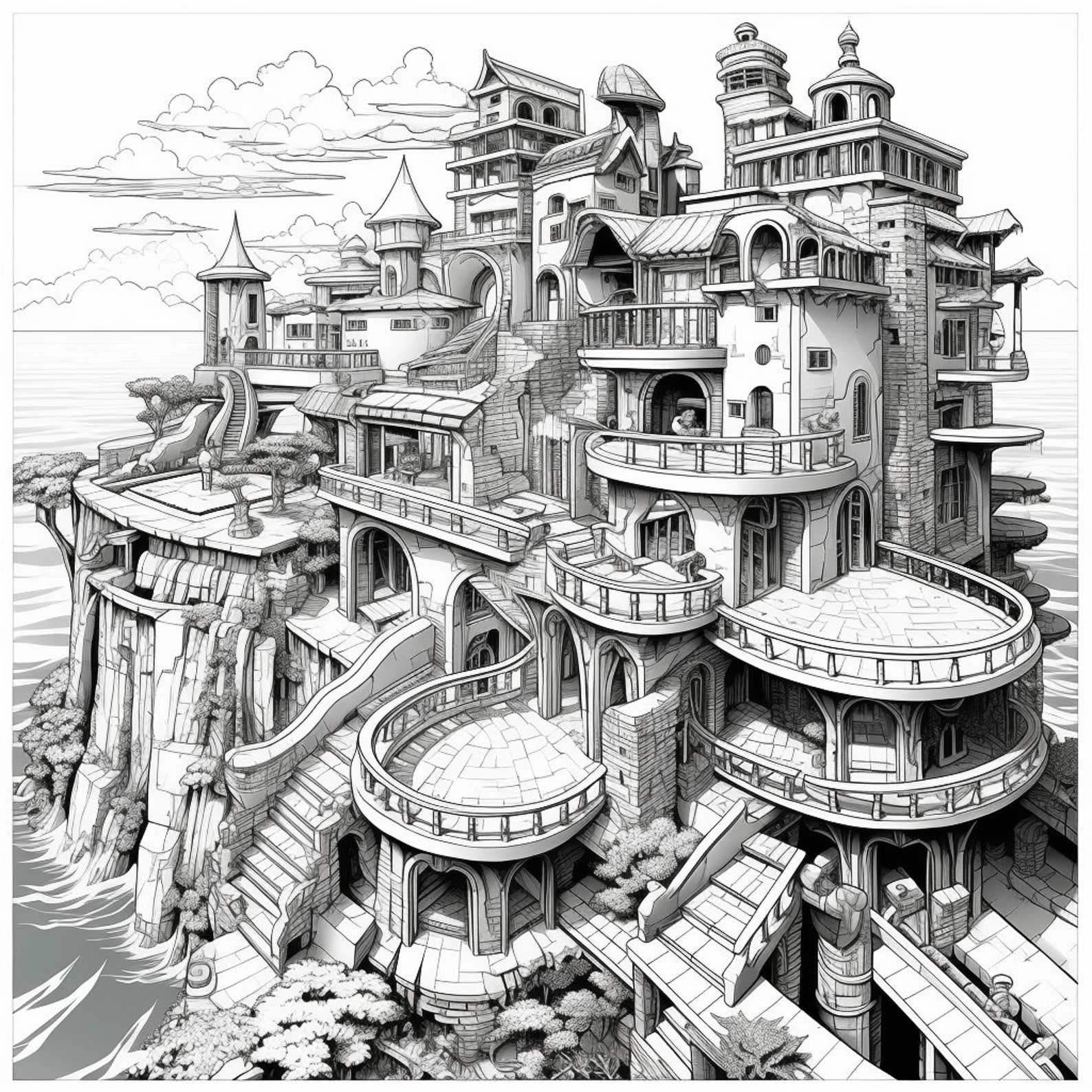My Beach House Fantasy- the Adult Coloring Book - Etsy