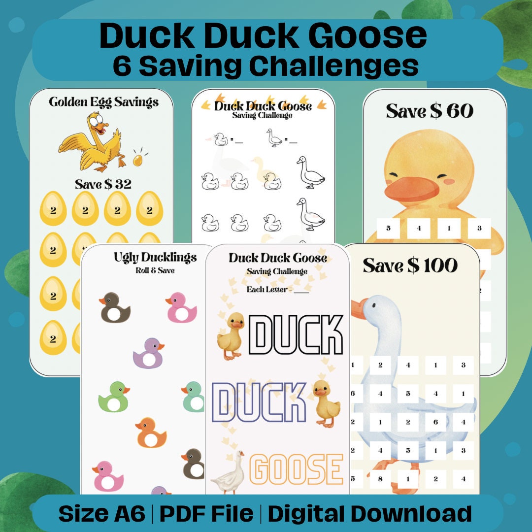 Duck Duck Goose Saving Challenges | Low Income | A6 Size - Etsy