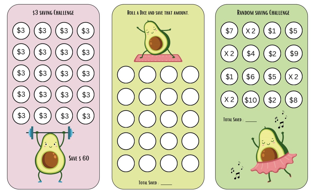 Avocado Work Out Savings Challenge Low Income - Etsy
