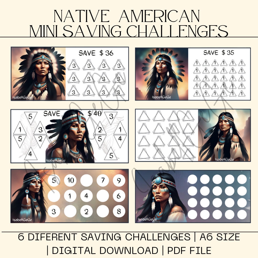 Native American Mini Saving Challenges | Digital Download | A6 Size ...
