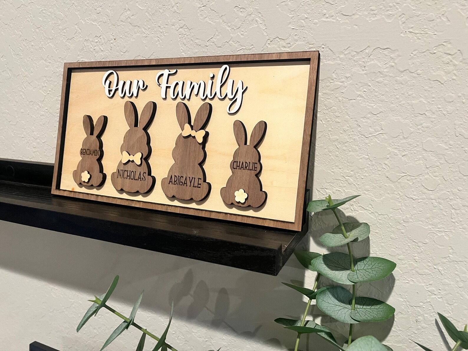 Custom Family Bunny Shelf Sitter – Personalized Easter Decor – Laser ...