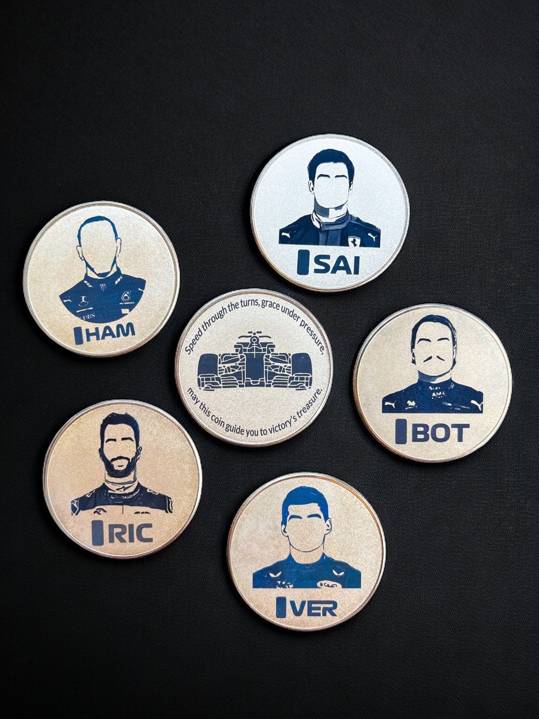 Formula 1 Inspired Bronze Lucky Coins - Laser Engraved F1 Driver ...