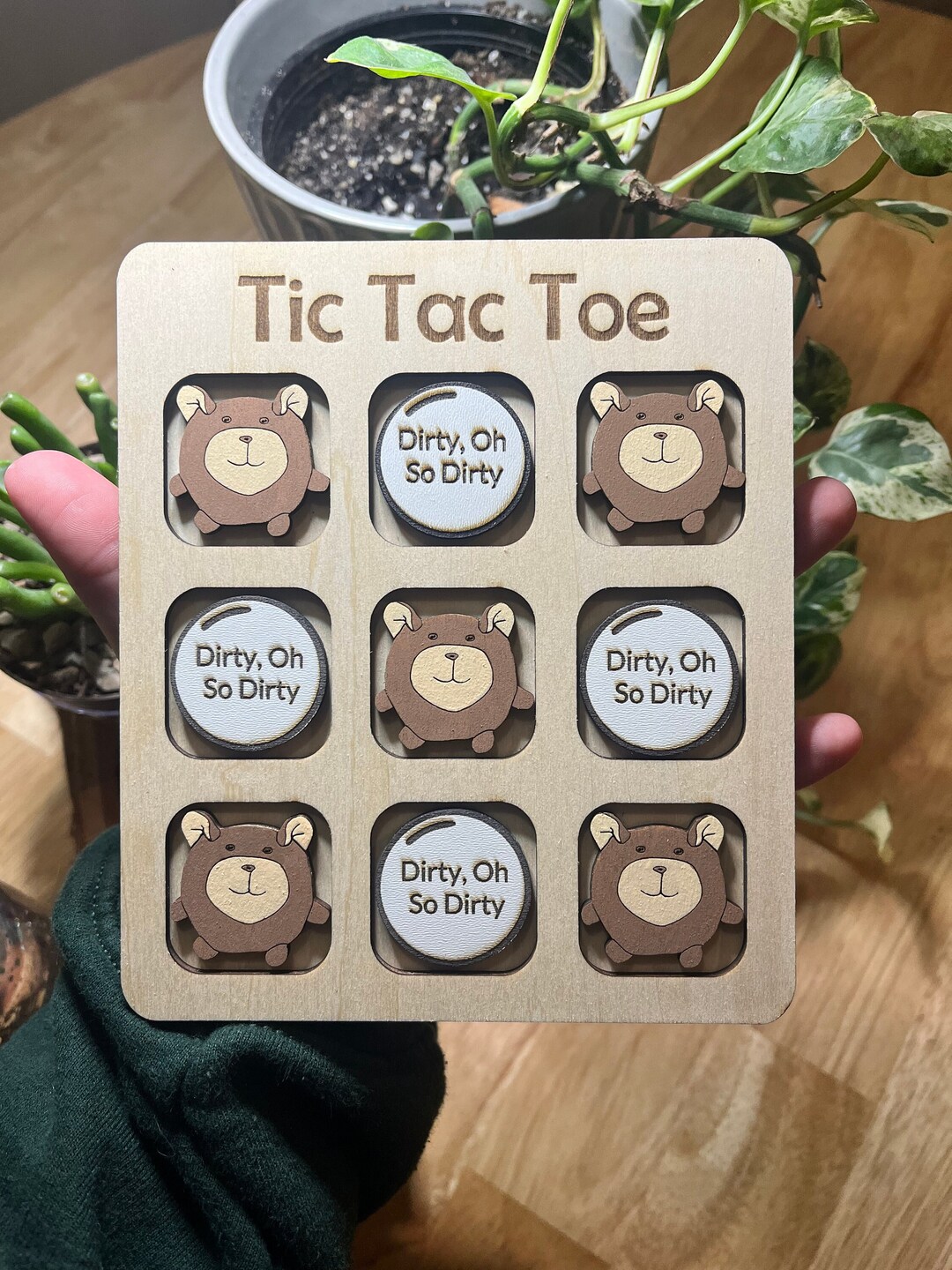 Tic Tac Toe Game Homemade and Hand-painted Wooden Board Game Featuring ...