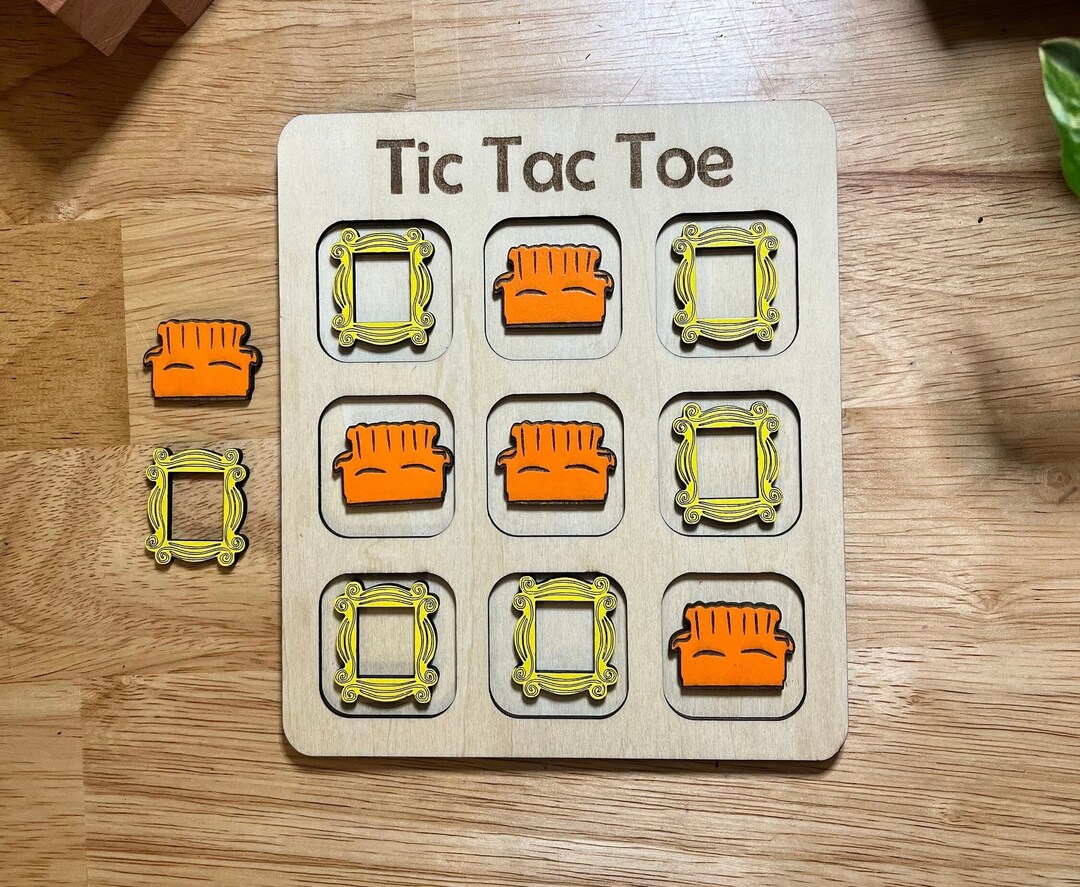 Tic Tac Toe Game Homemade and Hand-painted Wooden Yellow Frame and ...