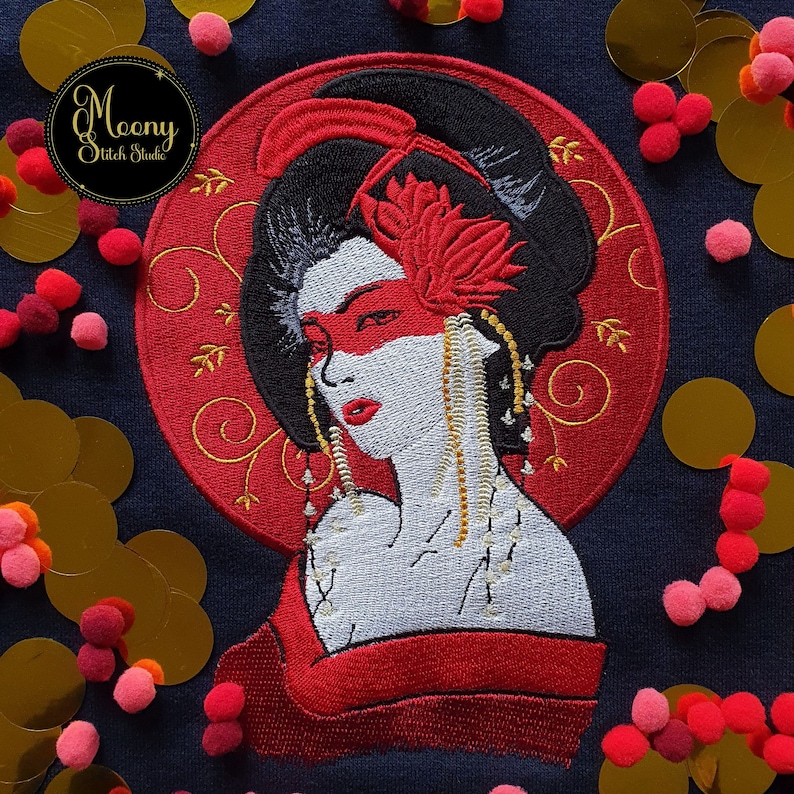 Geisha & Range Embroidery Design , Instant Download - Etsy
