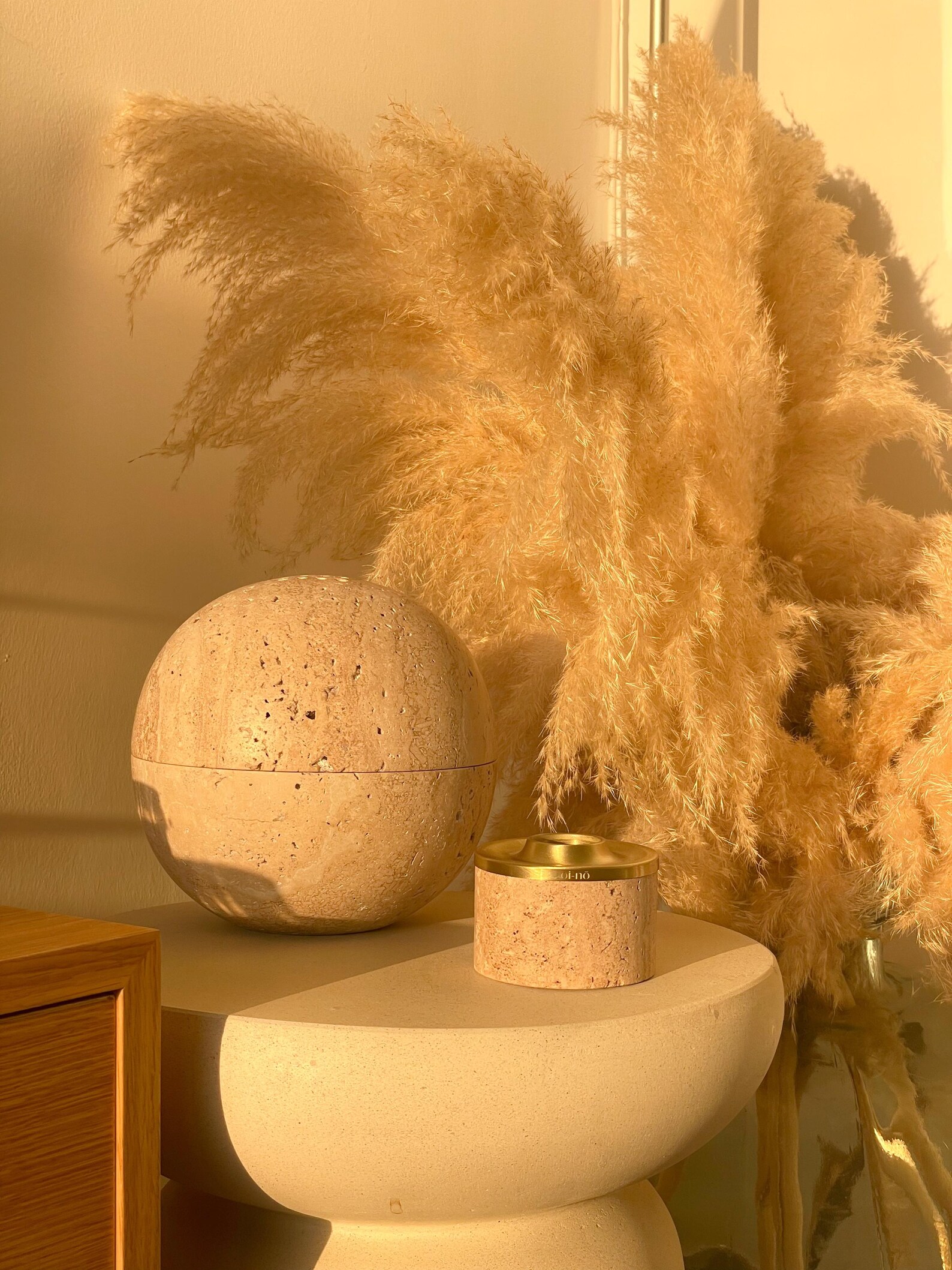 Travertine Essential Oil Diffuser, Aromatherapy Oil Burner With Brass ...