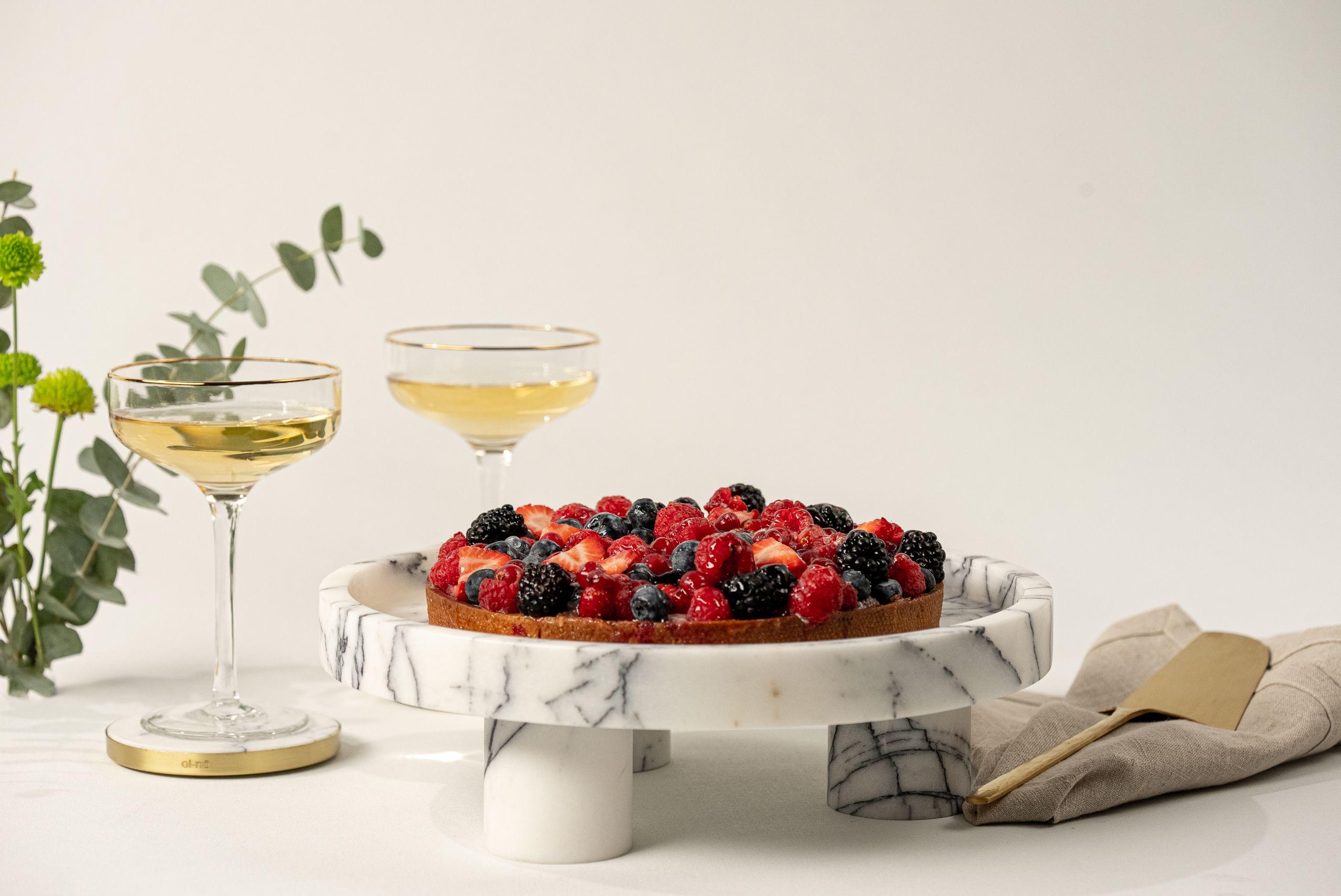 Natural Black Marble 12" (30 Cm) Wide Large Footed Centerpiece Tray ...
