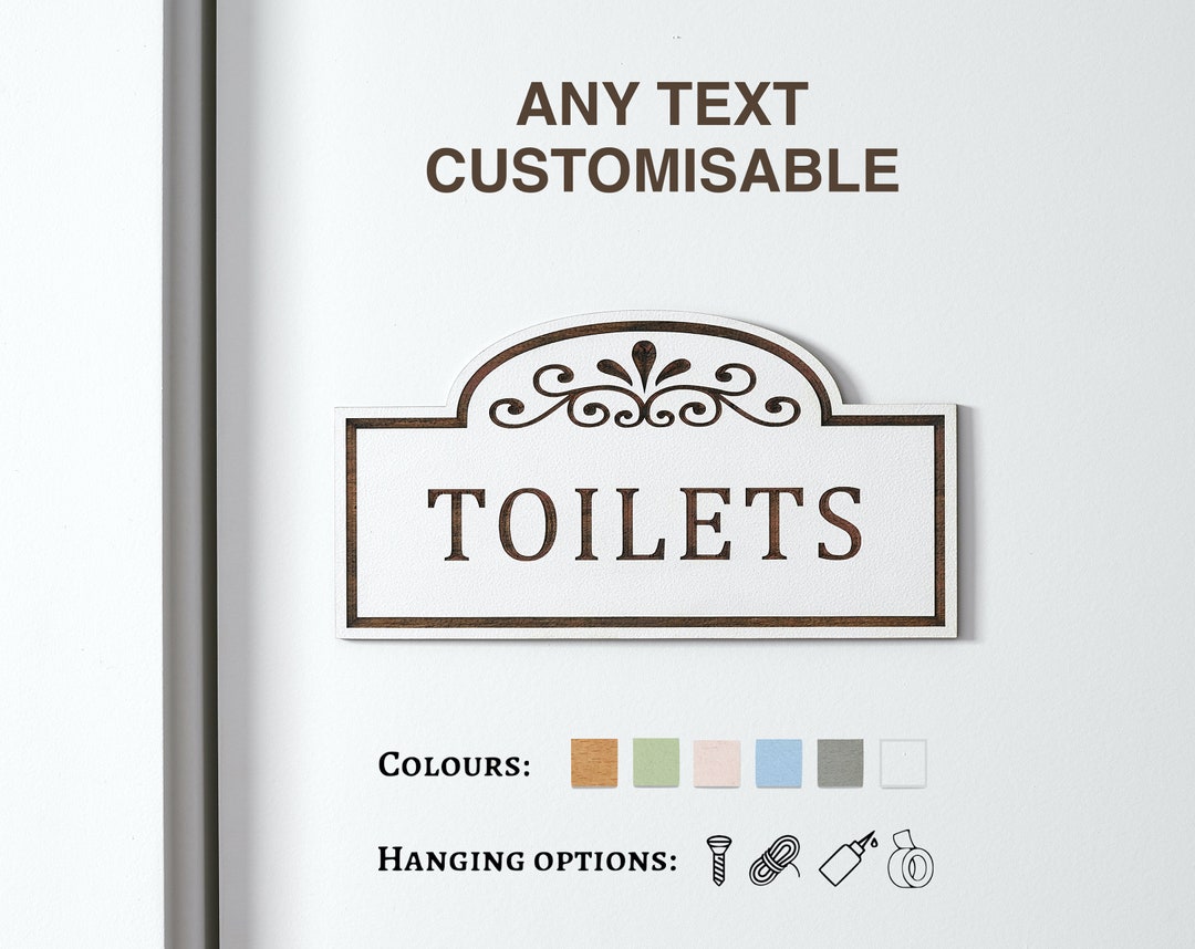 Custom Toilet Door Sign | Bathroom Wall Plaque | Vintage Wooden ...
