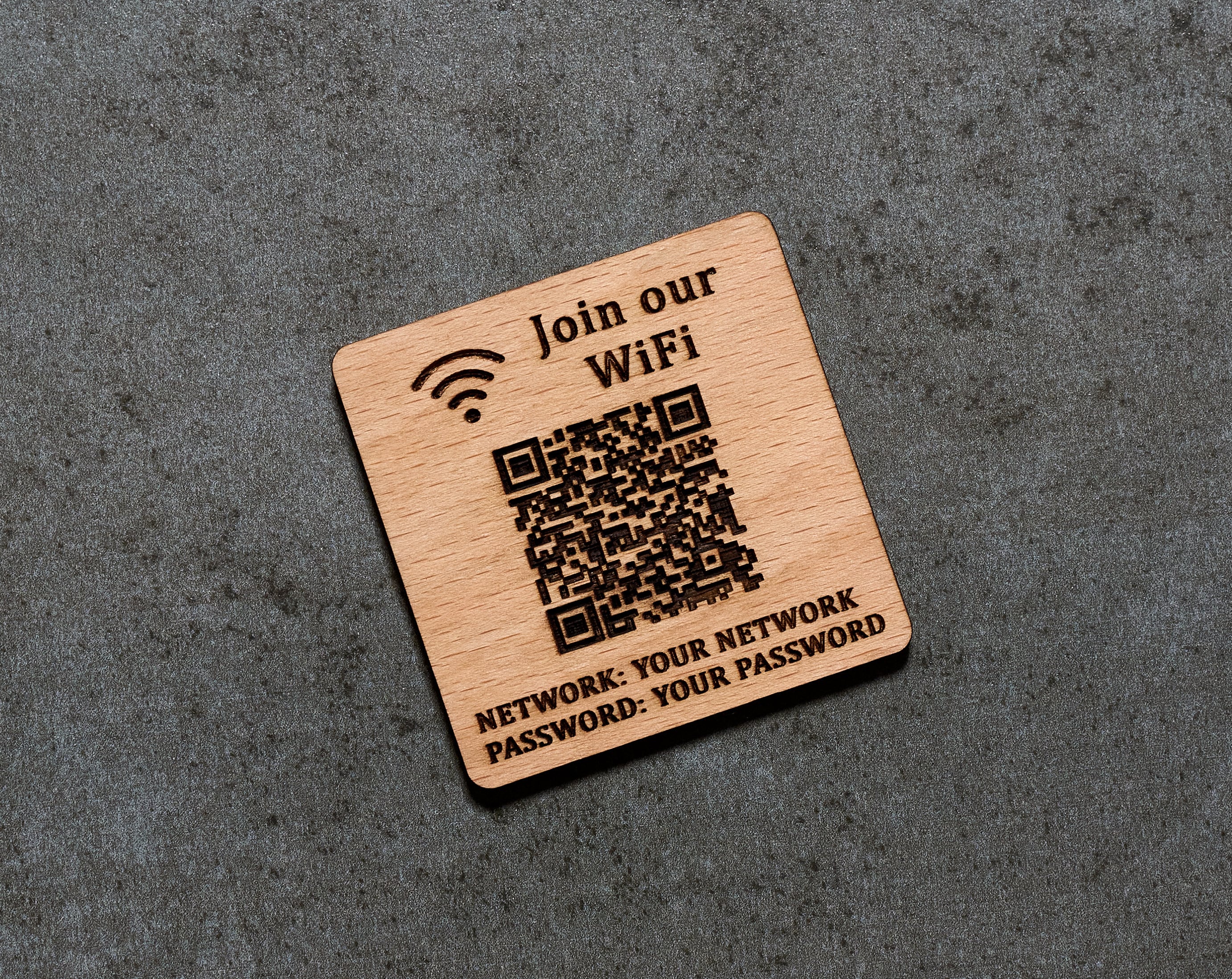 Wifi QR Code Custom Engraved Password Sign | Scan for Wi-fi Qr-code ...