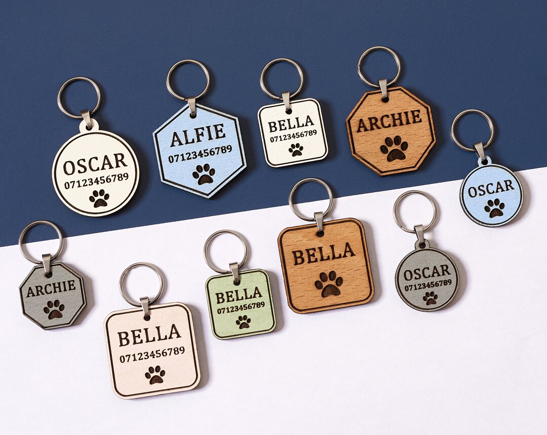 Personalised Dog Tag | Custom Dog Tag | Cute Dog Tag | Wooden Dog Name ...