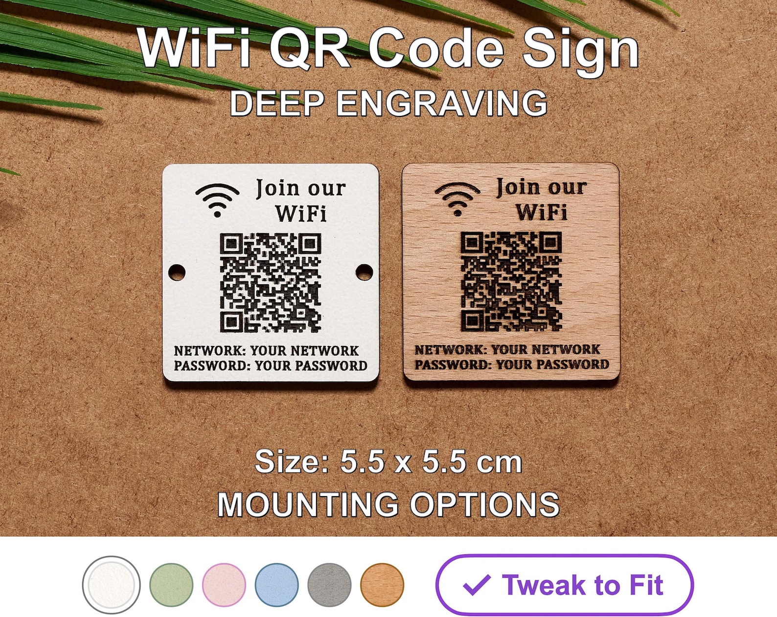 Wifi QR Code Custom Engraved Password Sign | Scan for Wi-fi Qr-code ...