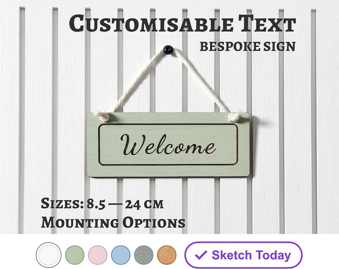 Custom Engraved Welcome Sign: Personalised Wooden Plaque, Wall Hanging ...