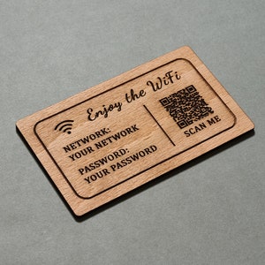Personalized Wifi QR Code Sign | Engraved Hardwood Plaque - Etsy