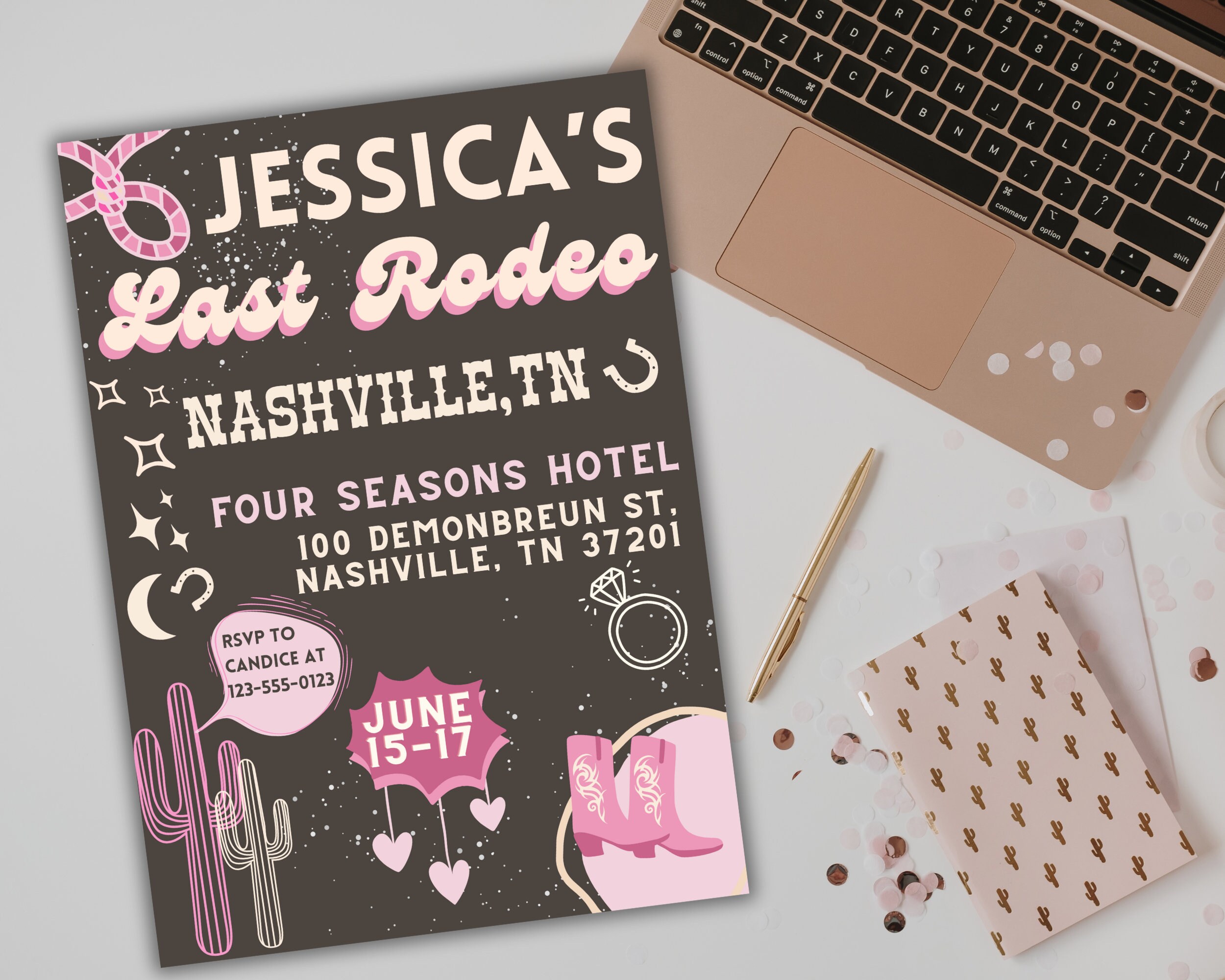 Her Last Rodeo Bachelorette Digital Invite Custom Western - Etsy