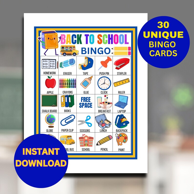 Back to School Bingo Game: Printable Classroom Icebreaker (PDF Download ...