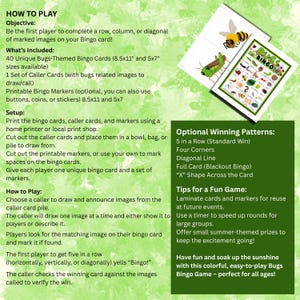 Bug Bingo Game: Printable Insect Activities for Kids (digital Download ...