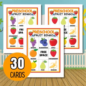 Preschool Fruit Bingo Game: 30 Printable Cards + Coloring Pages (PDF ...