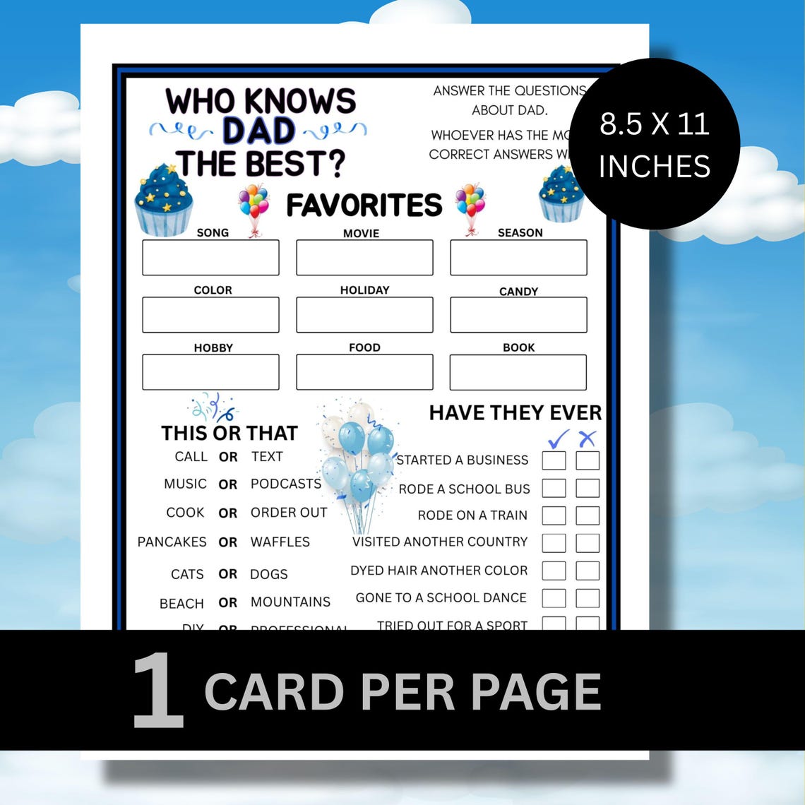 Who Knows Dad the Best, Father Questionnaire, All About Dad PDF, Father's Day Printable ...