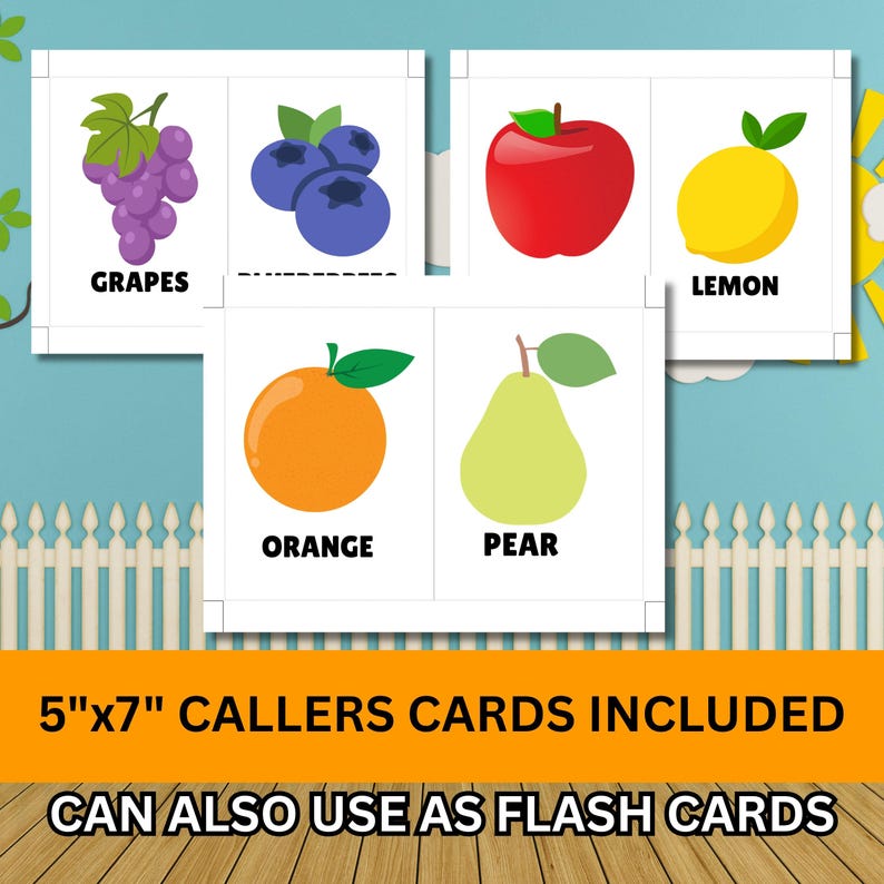 Preschool Fruit Bingo Game, 9-space Bingo Cards, Printable Fruit Game ...