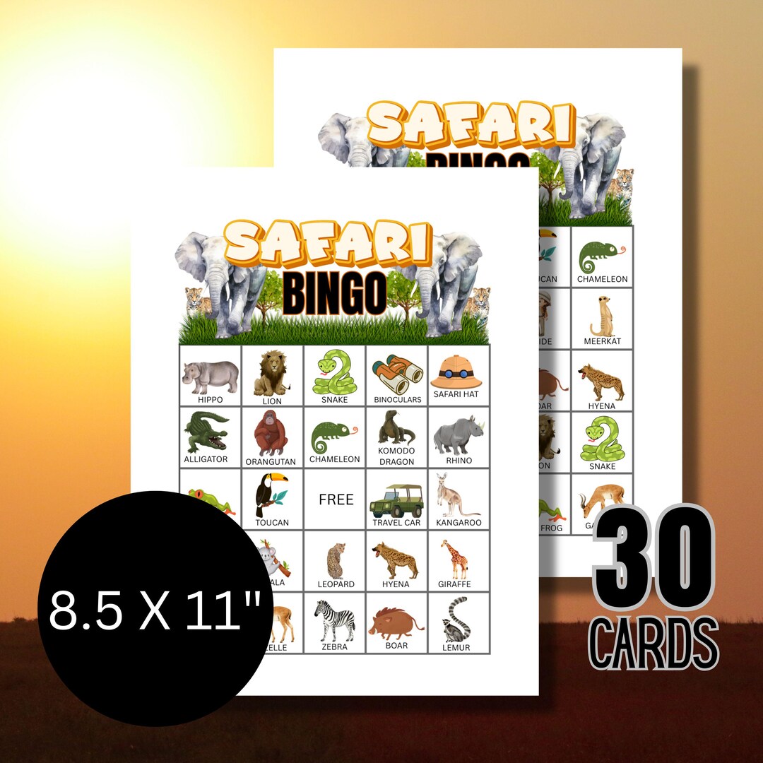 Safari Birthday Games, Safari Bingo, Safari Party Game, Safari Theme ...