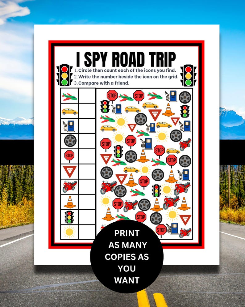 I Spy Road Trip Game: Kids Travel Activity (printable PDF) - Etsy Australia