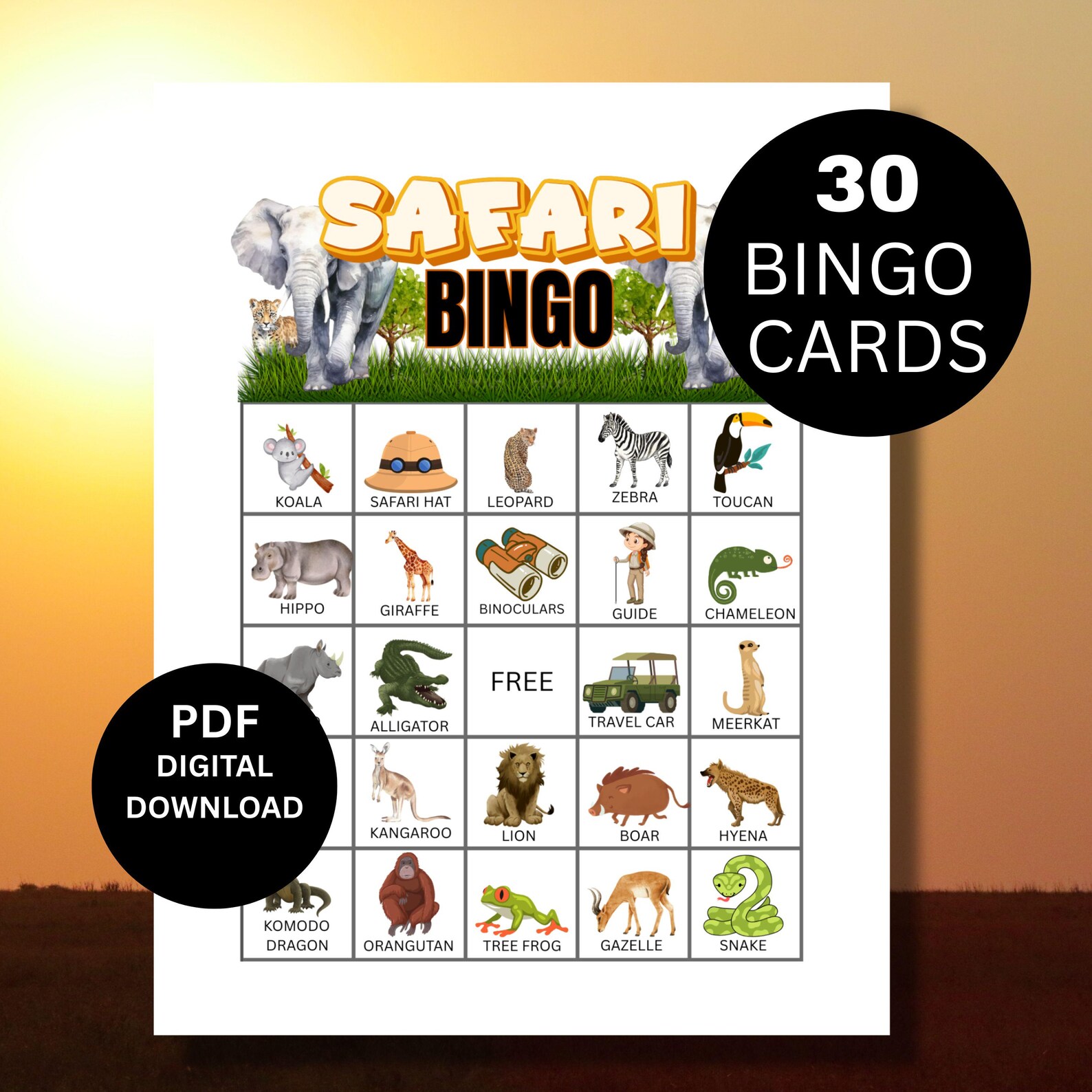 Safari Birthday Games, Safari Bingo, Safari Party Game, Safari Theme ...