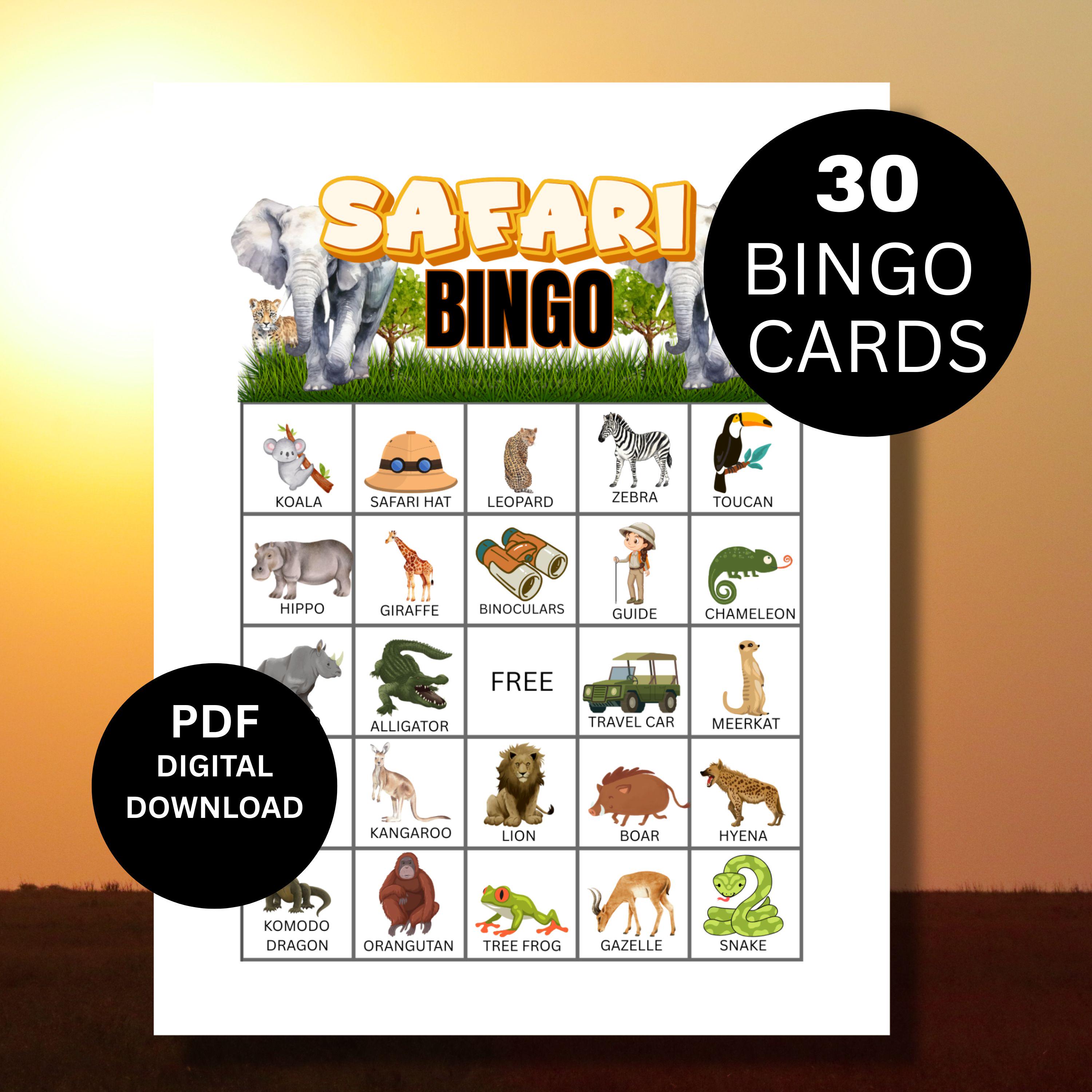 Safari Birthday Games, Safari Bingo, Safari Party Game, Safari Theme ...