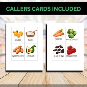 Healthy Foods Bingo, Printable Nutrition Bingo – Kids Food Group Game ...