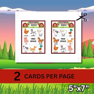 Preschool Farm Animal Bingo Game, Preschool Bingo Game, Printable Farm ...