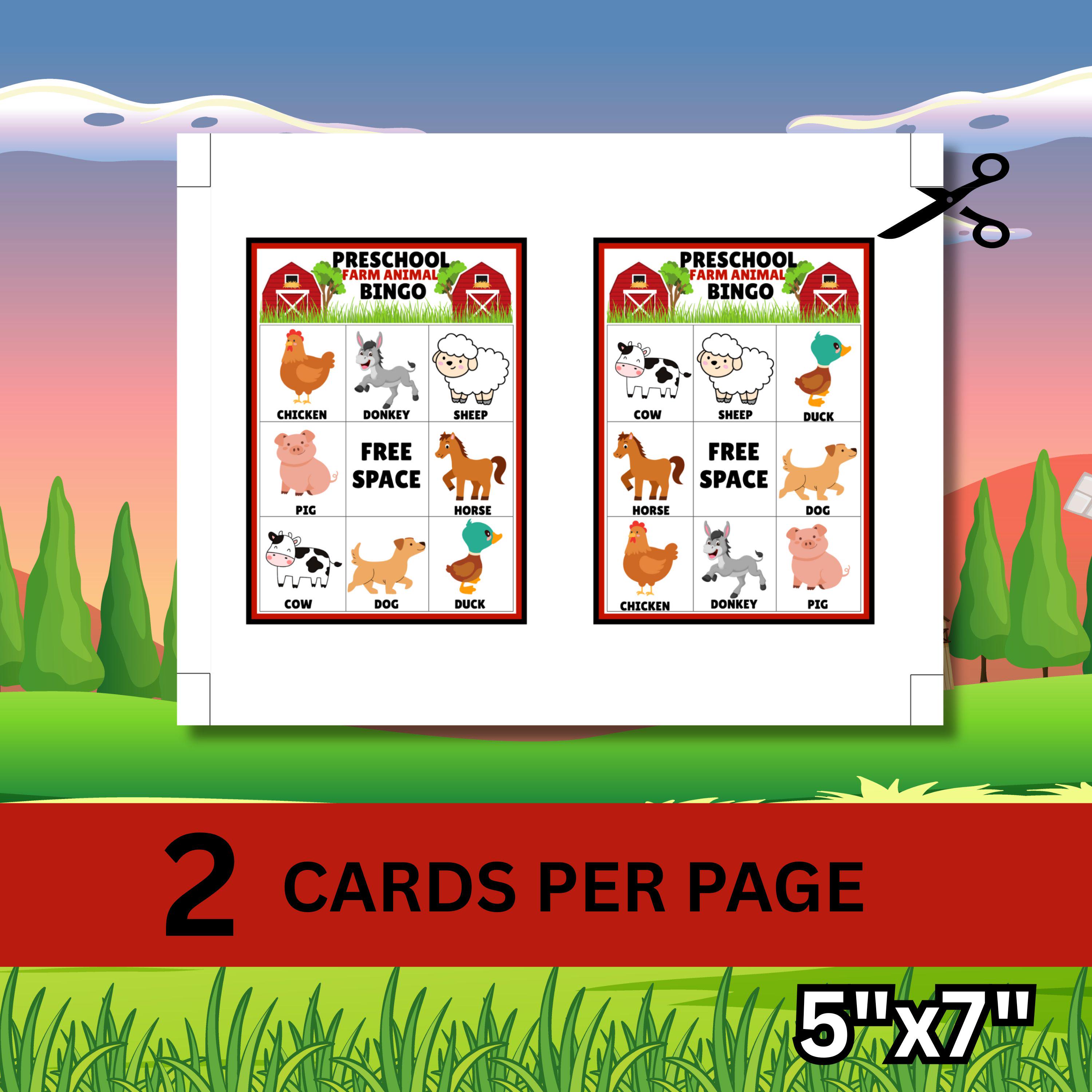 Preschool Farm Animal Bingo Game, Preschool Bingo Game, Printable Farm ...
