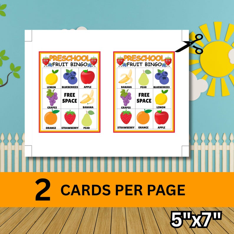 Preschool Fruit Bingo Game: 30 Printable Cards + Coloring Pages (PDF ...
