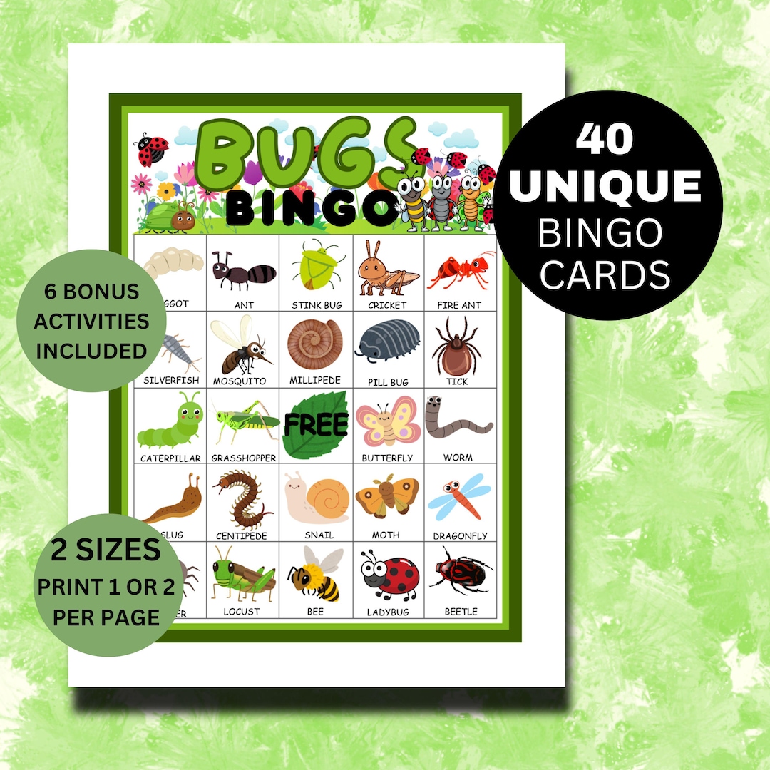 Bug Bingo Game: Printable Insect Activities for Kids (digital Download ...