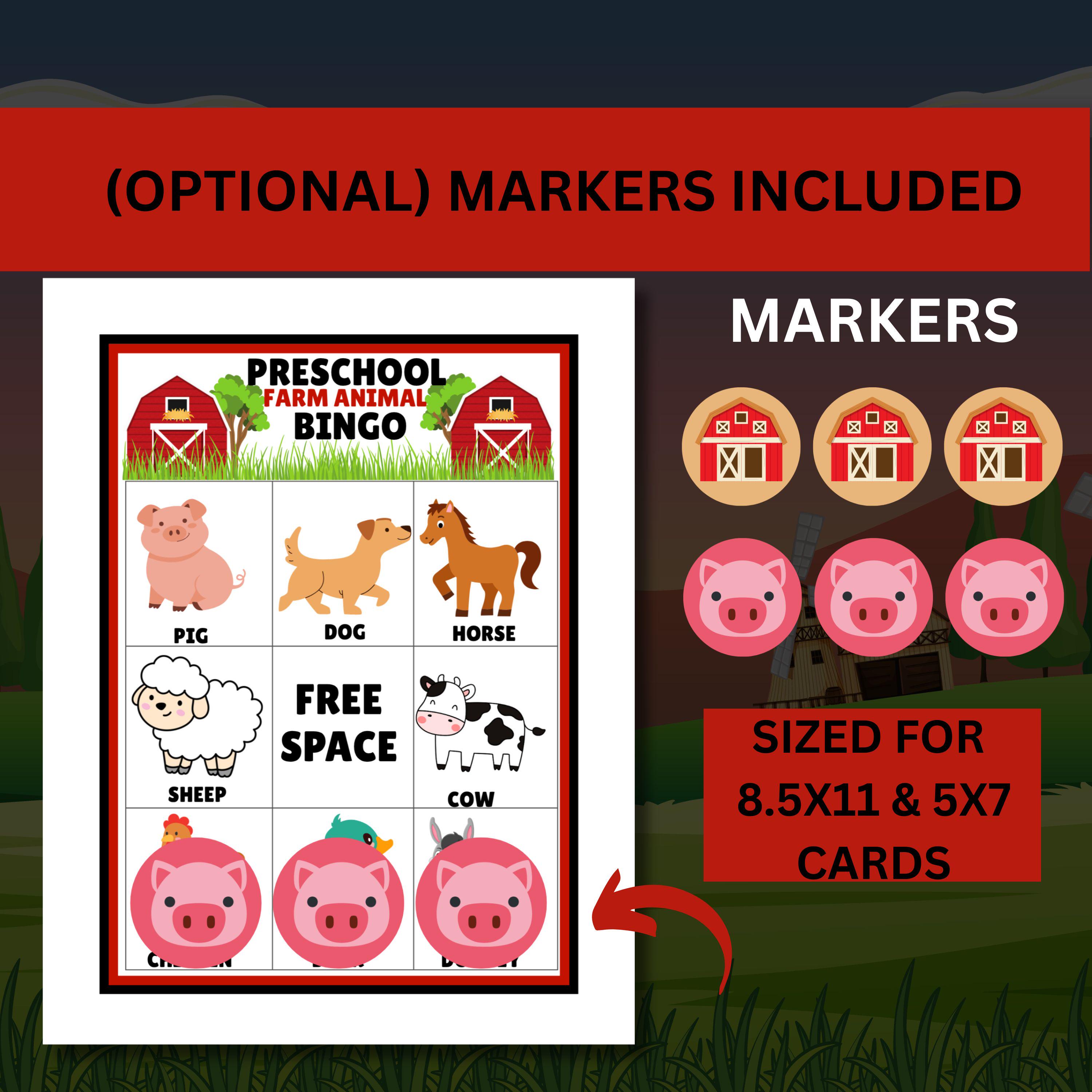 Preschool Farm Animal Bingo Game, Preschool Bingo Game, Printable Farm ...