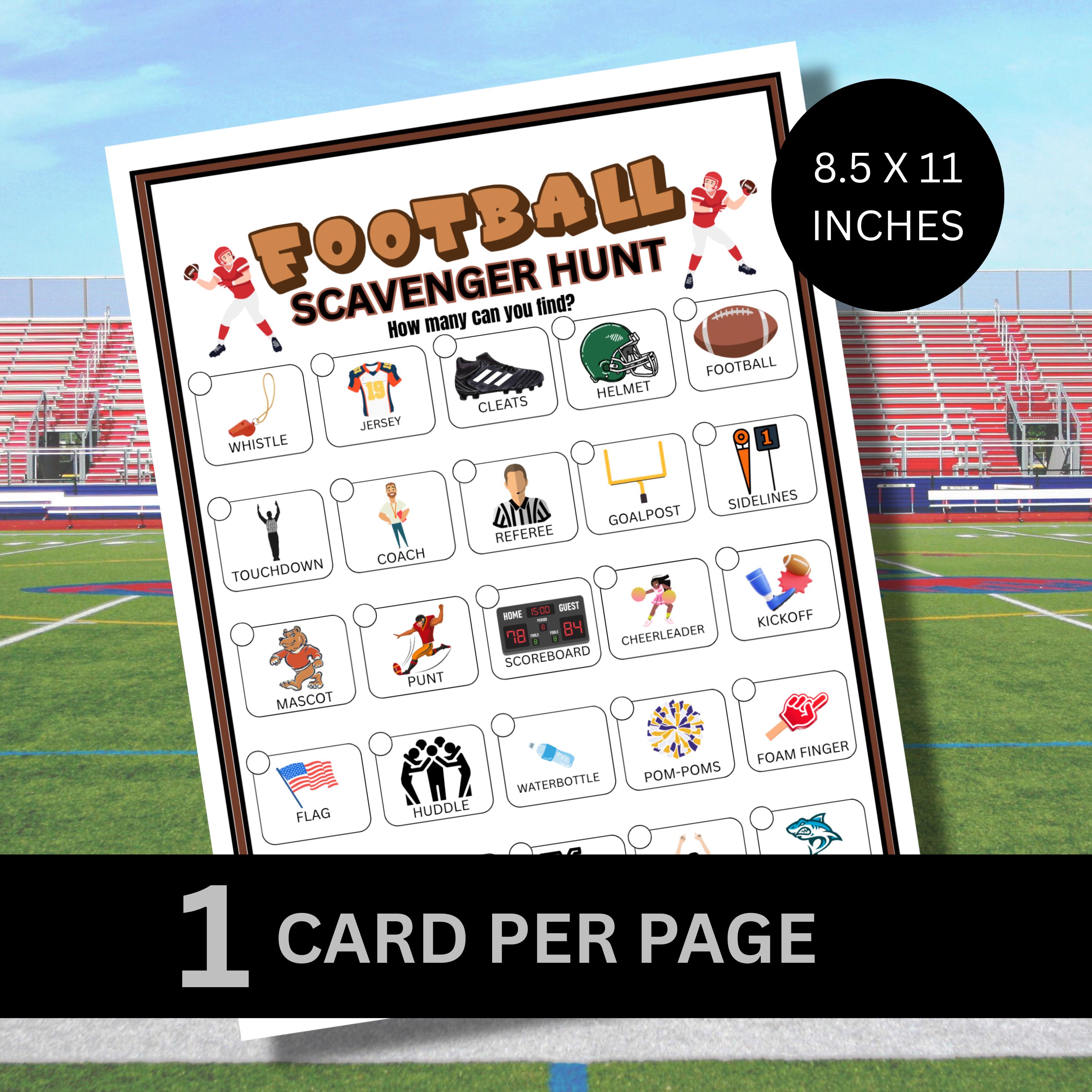 Scavenger Hunt Set for Kids, Football Game Scavenger Hunt, Printable ...