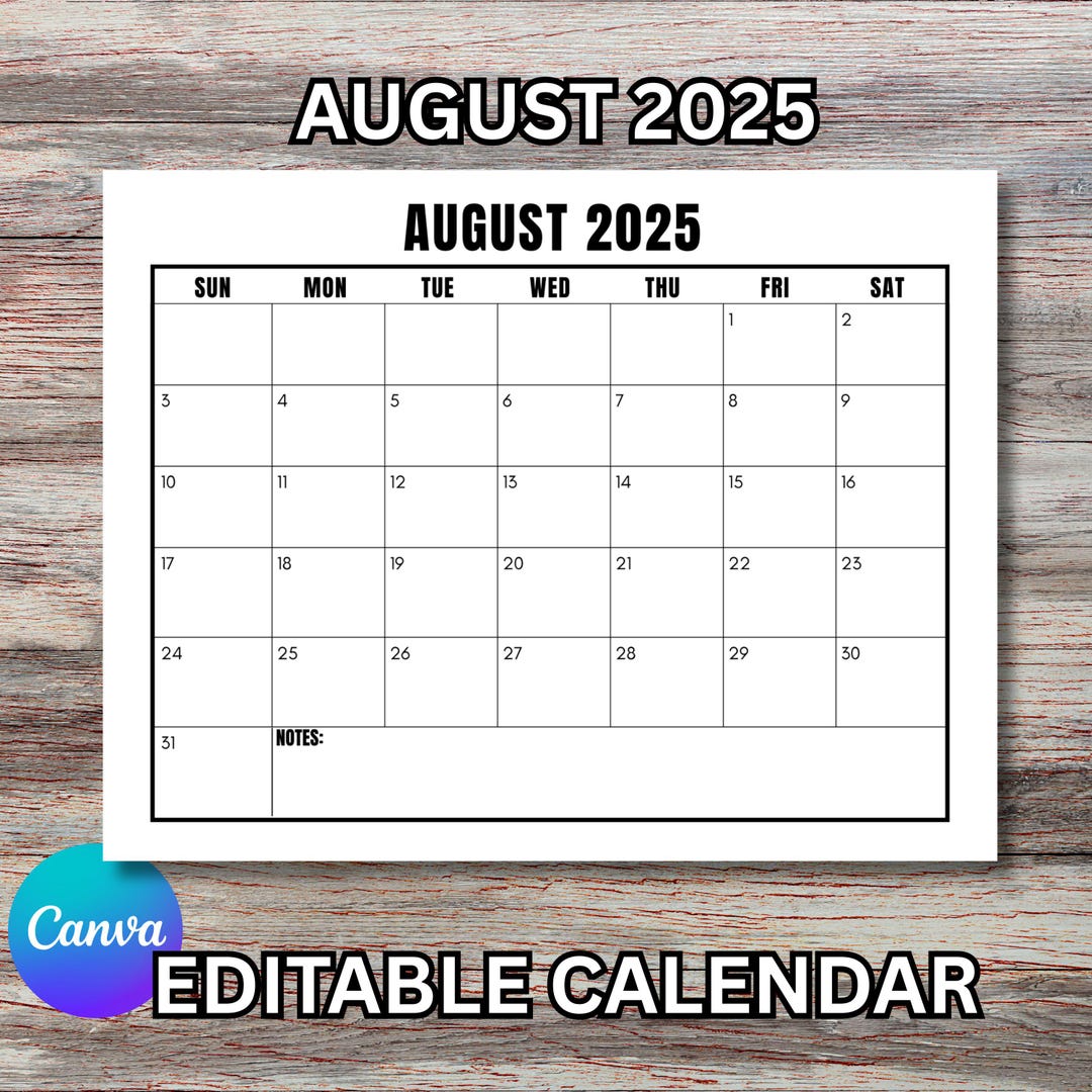 Editable August 2025 Calendar Template: Teacher Planner (digital ...