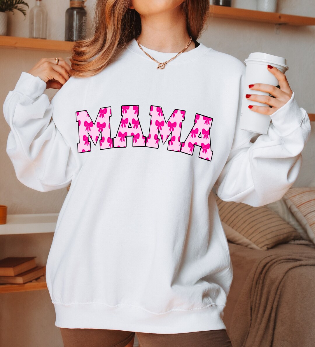 Mama With Bow Design Varsity PNG, Pink Mama Varsity Png, Hair Bow Png ...