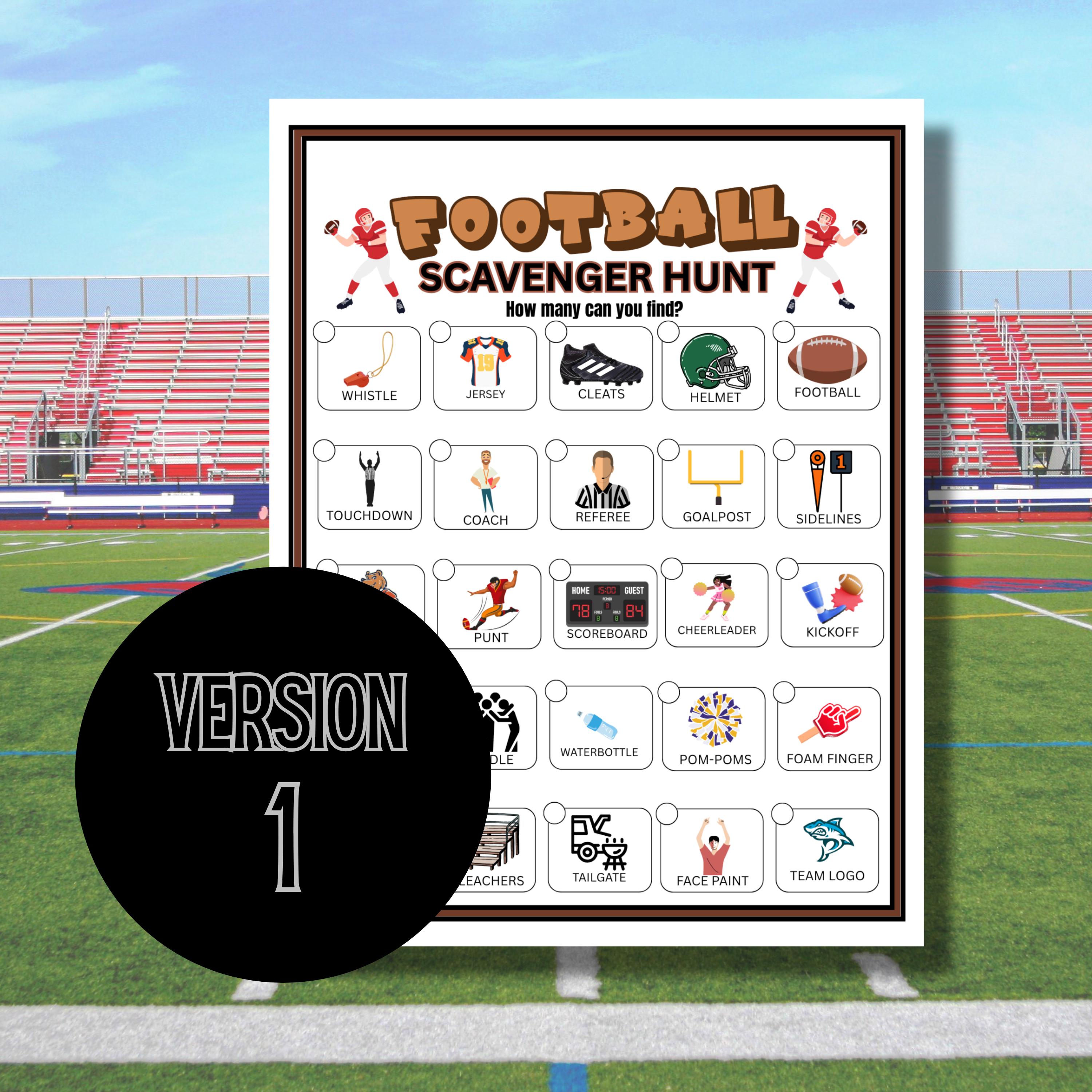 Scavenger Hunt Set for Kids, Football Game Scavenger Hunt, Printable ...