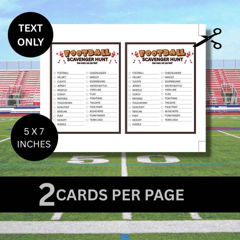 Football Scavenger Hunt Game: Printable Party Activity (PDF Download ...