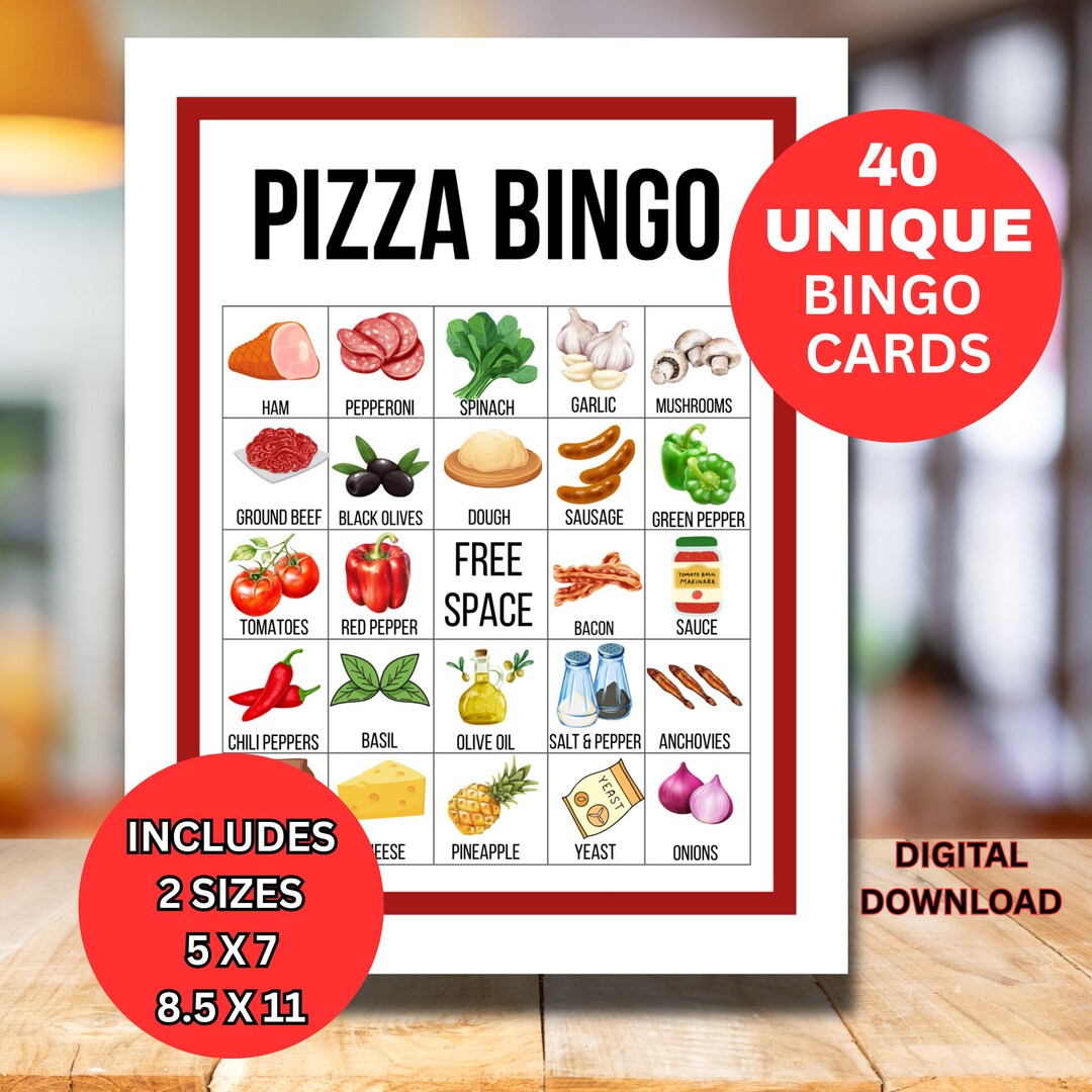 Printable Pizza Bingo Game: Fun Party Activity (PDF Download) - Etsy