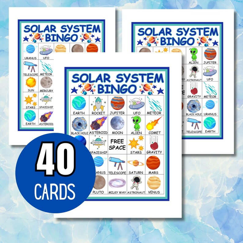 Solar System Bingo Game: Space Party Activity, Science Learning ...