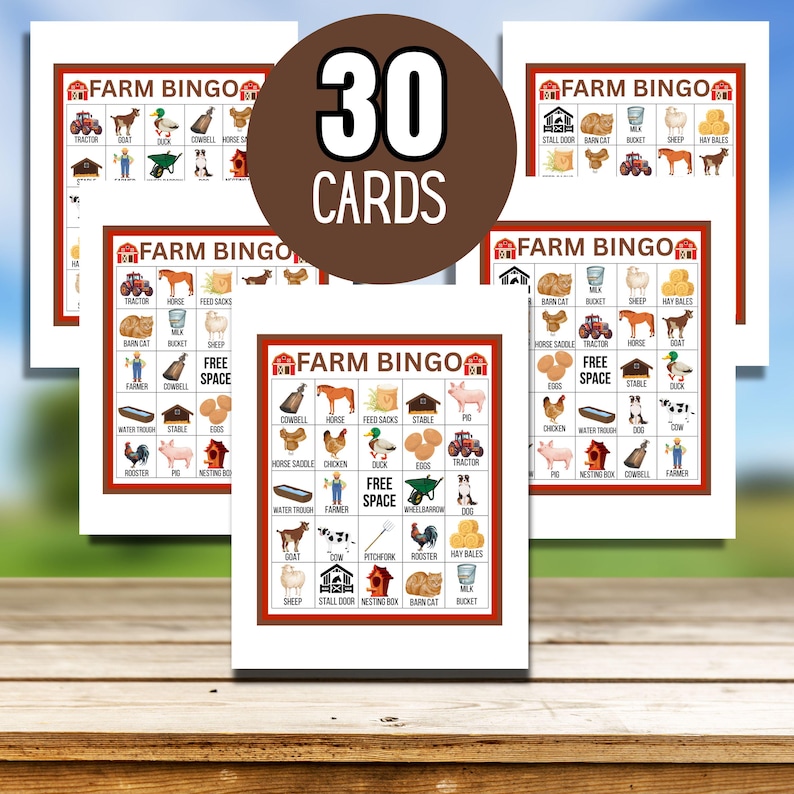 Printable Farm Animals Bingo Game: Kids Birthday Party (PDF Download ...