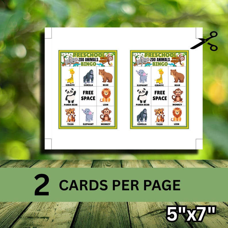Zoo Animals Bingo Game for Toddlers: Printable Learning Activity (PDF ...